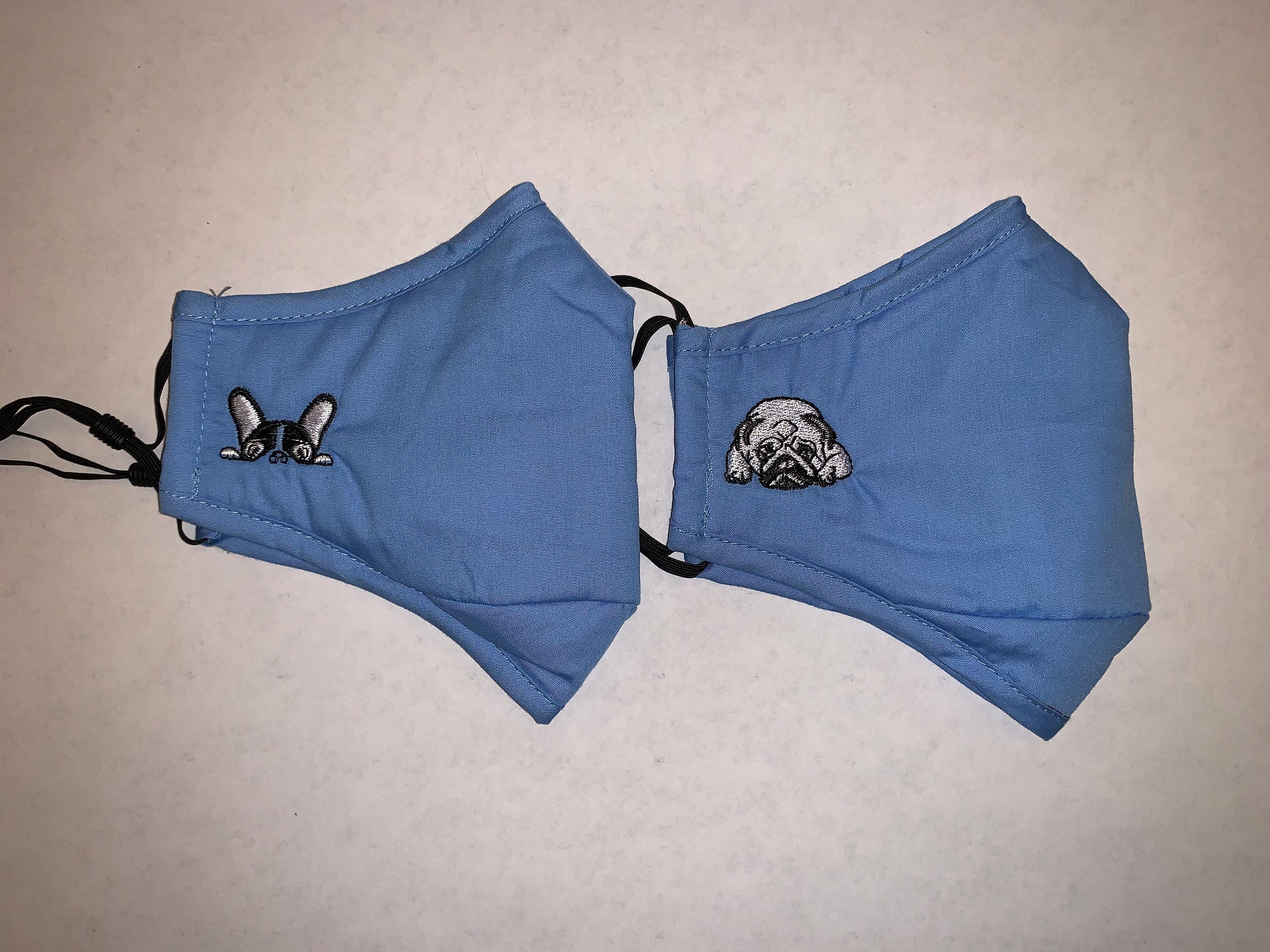 Pug Mask Frenchie Mask Embroidered 4 Layers Face Mask | Etsy
