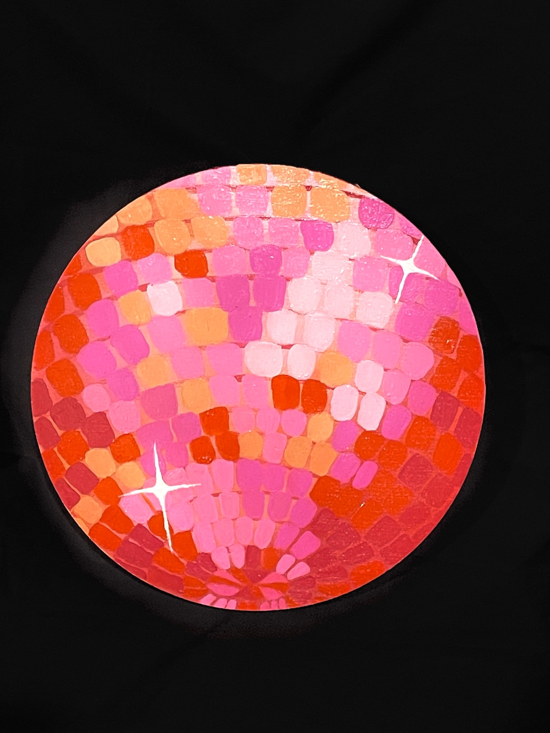 Hot Pink Disco Ball Painting - Etsy