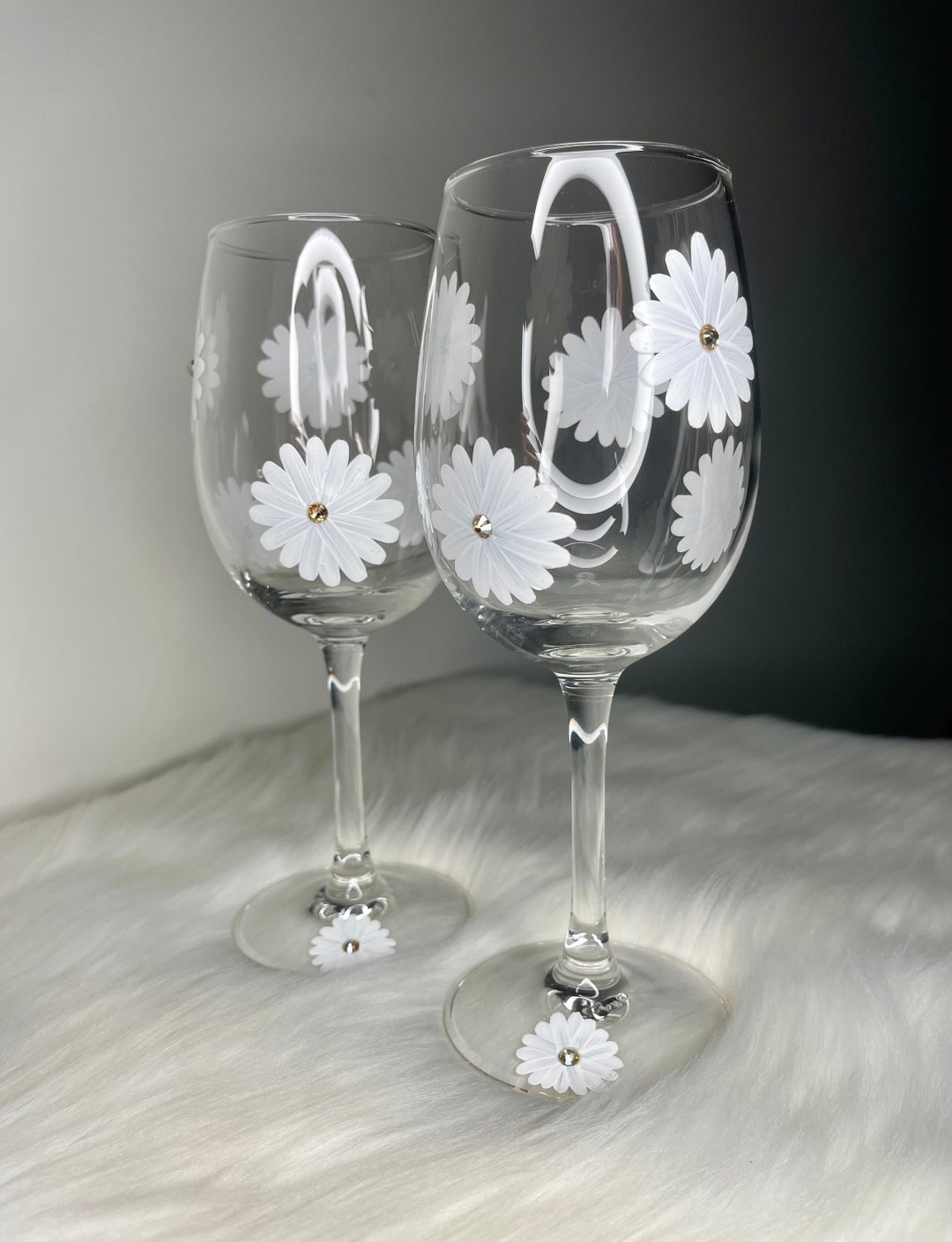 Daisy Wine Glass Set - Etsy