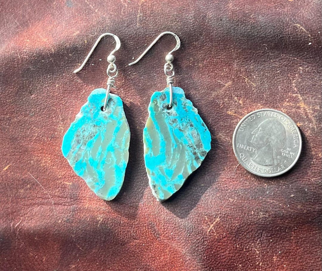 Kingman Turquoise Slab Earrings - Etsy