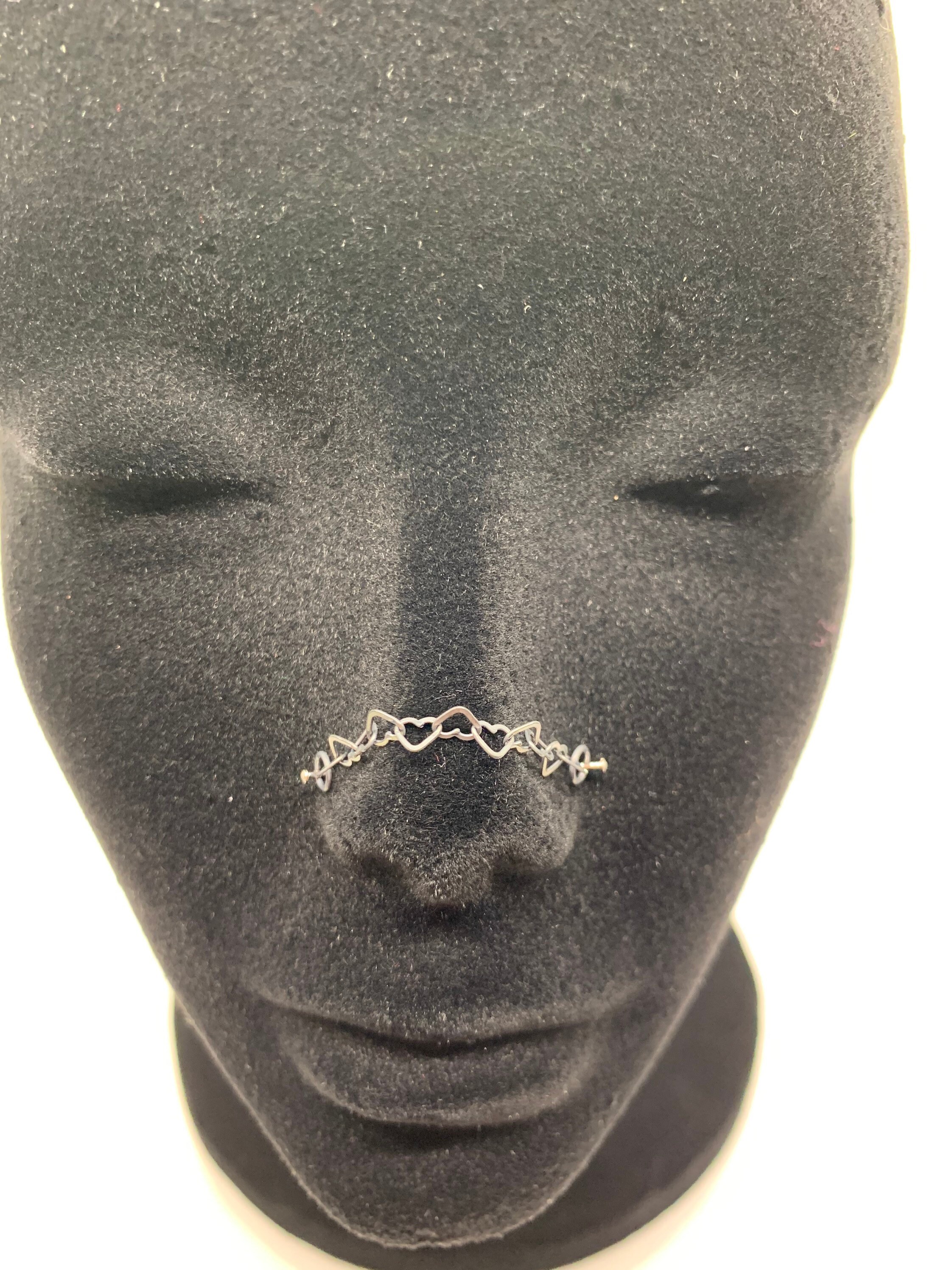 Sterling Silver Heart Shaped Nose Chain | Etsy UK