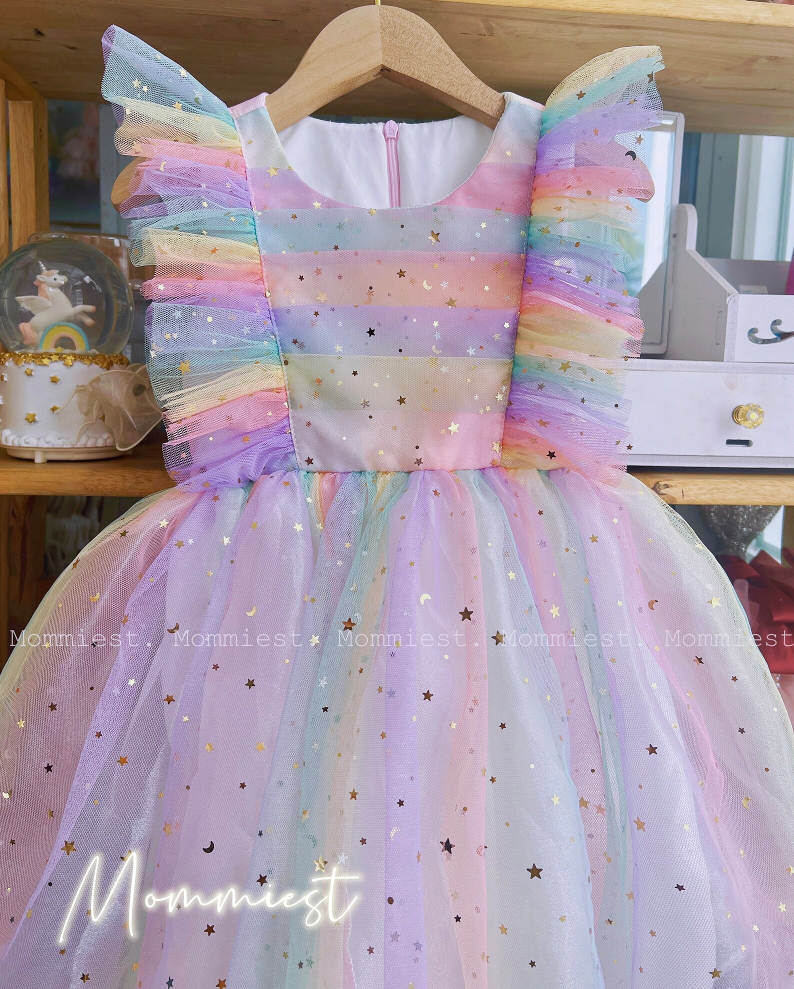 Rainbow Wonderland Sparkly Baby Girl Dress Birthday Baby - Etsy