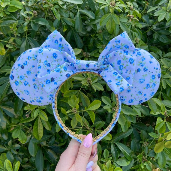 LUXURY Blue Flower Ears - Etsy