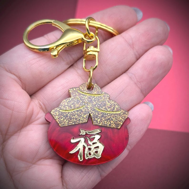 Pocketful of Prosperity – Lucky Red “fu” Charm Keychain or Bag Charm - Etsy