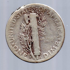 Granny Estate Find - 1945 S Mercury Head Dime - 90% Silver -edge Damage ...