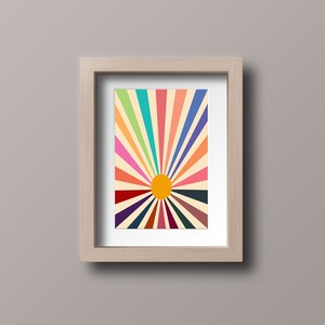 Retro Sun Print, Bohemian Abstract Poster, Living Room Wall Hanging ...