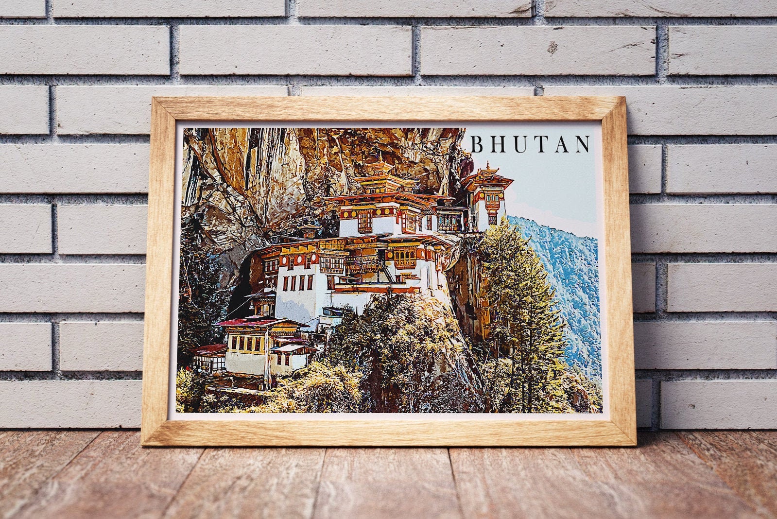 Tiger's Nest Monastery Poster, Bhutan Vintage Travel Poster, Printable ...