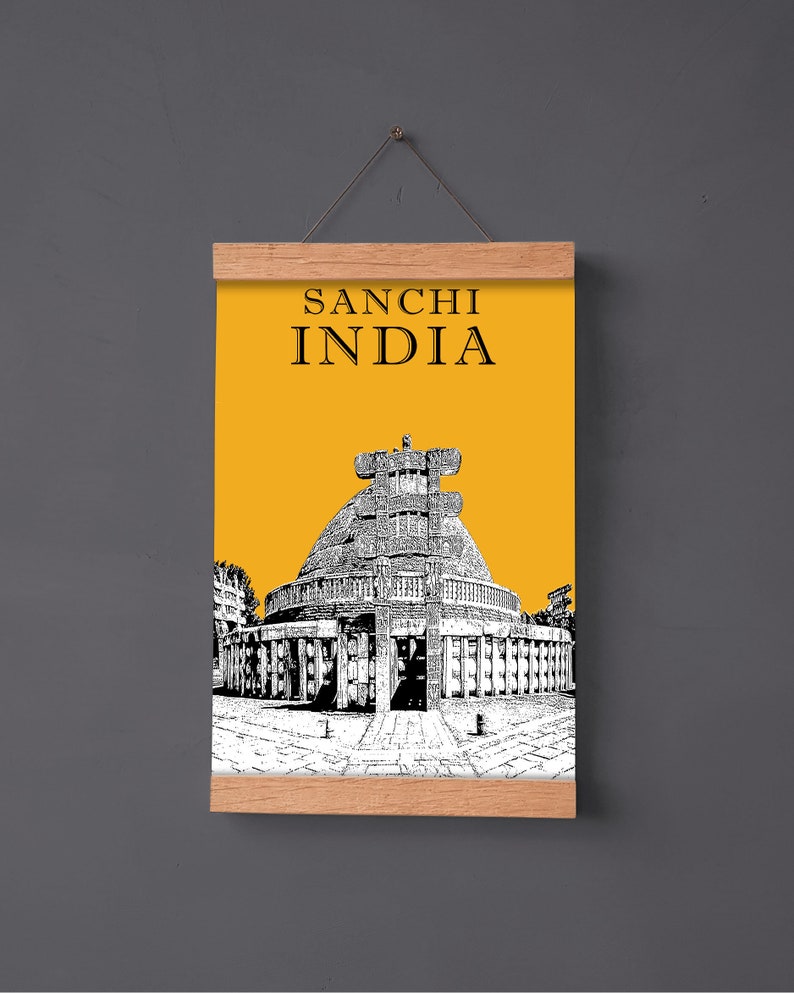 Travel Poster, Sanchi Stupa Print, India Poster, Buddhist Temple ...