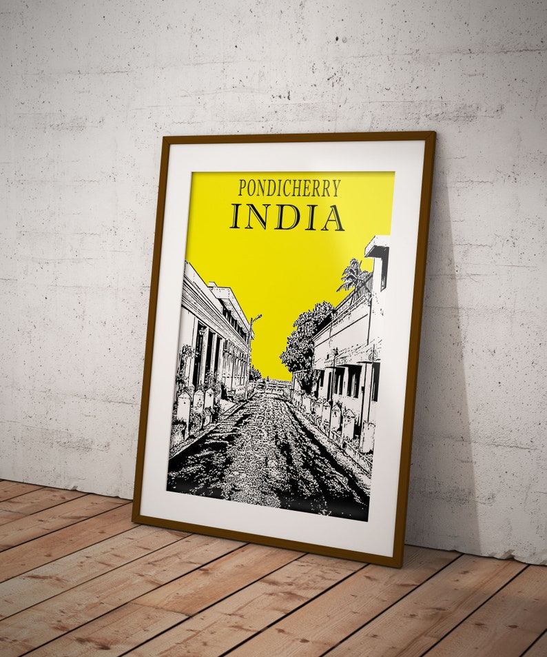 Travel Poster Pondicherry Travel Print India Poster India | Etsy