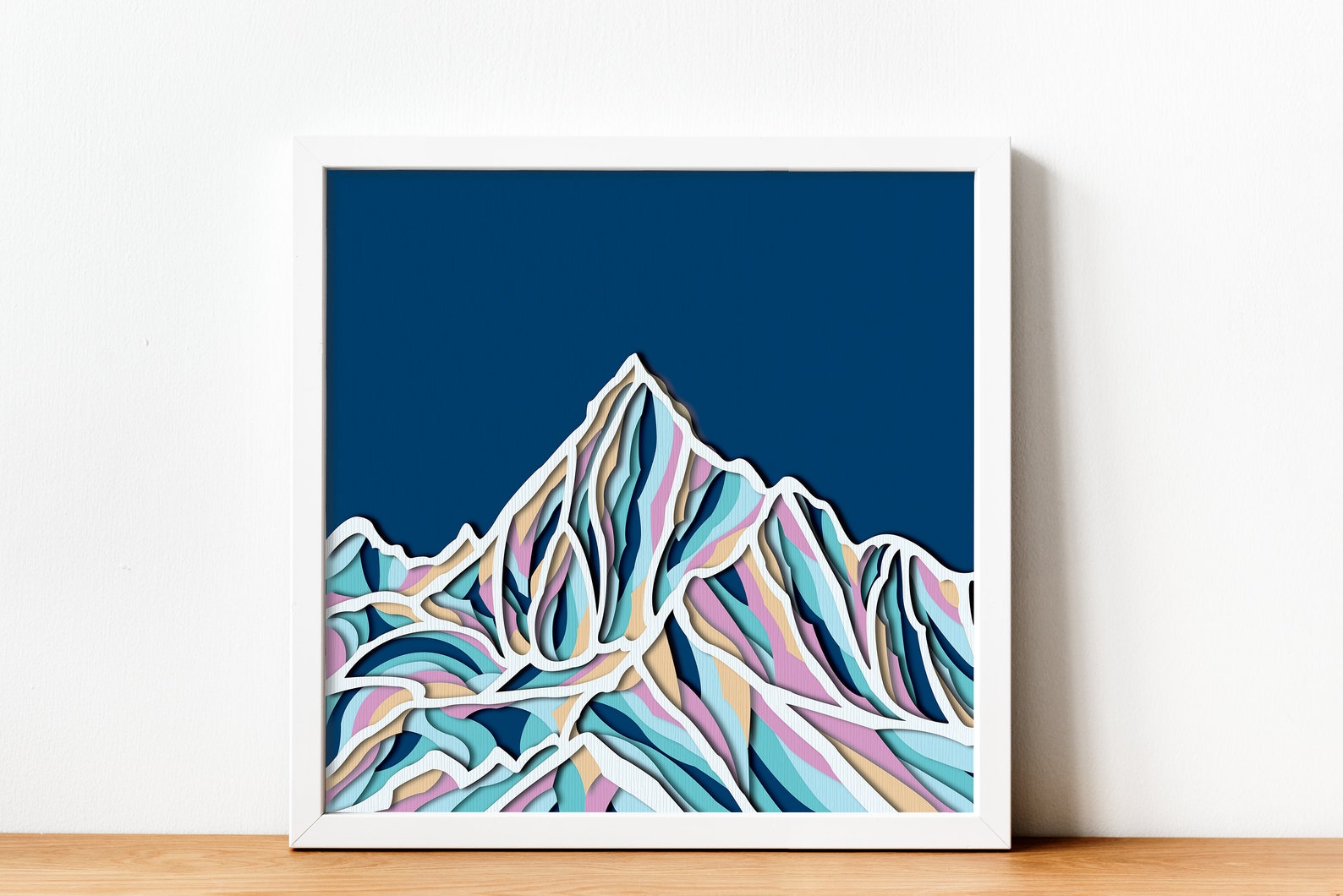 3D Meili Mountain Shadow Box SVG Template, Mountain Shadowbox, DIY ...