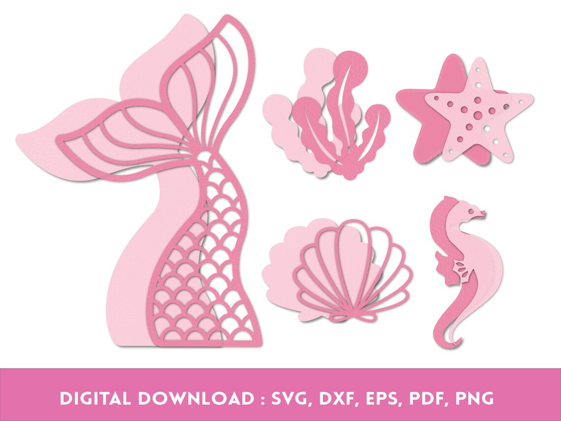 Mermaid Tail Svg, Mermaid Seashell Starfish Png, Mermaid Birthday Girl ...