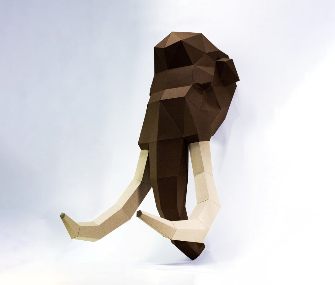 Mammoth Head Digital Template, Mammoth Head PDF Paper Craft, Mammoth ...