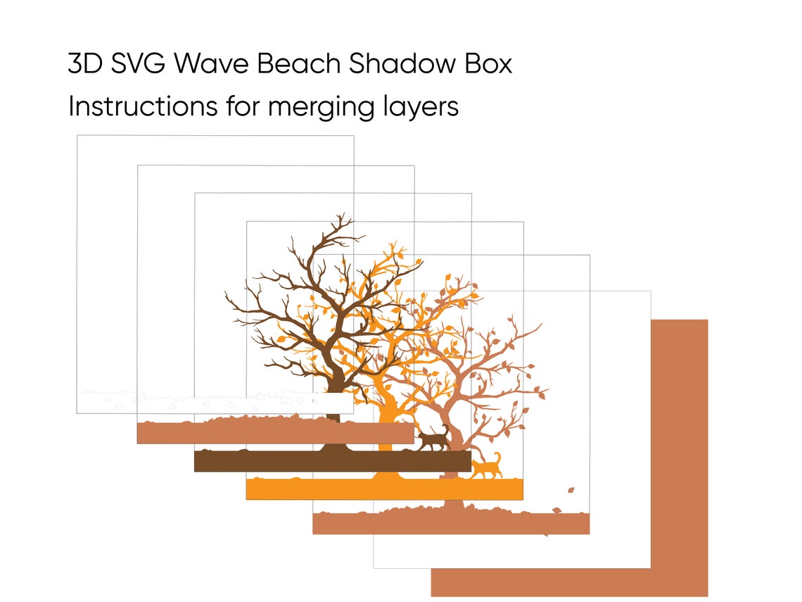 Autumn Tree Falling Leaves and Cat Shadow Box , 3D FALL TREE 3D, Shadow ...