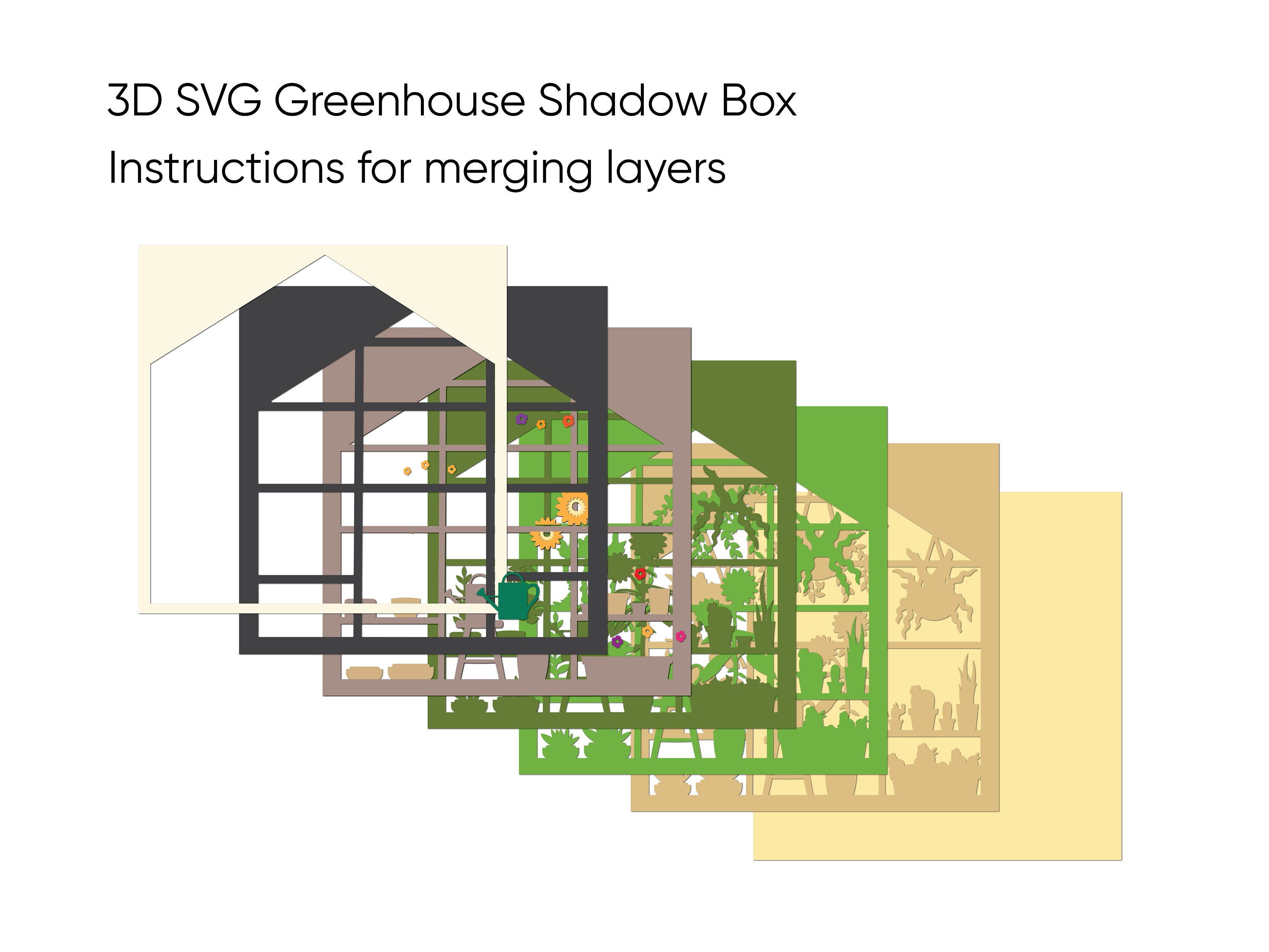 3D Greenhouse Shadow Box Svg, Garden Shadow Box Svg, Spring Shadow Box ...