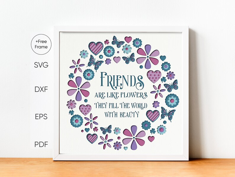 3D FRIENDS Svg Friendship Shadowbox Svg for Cricut for Silhouette, 3D ...