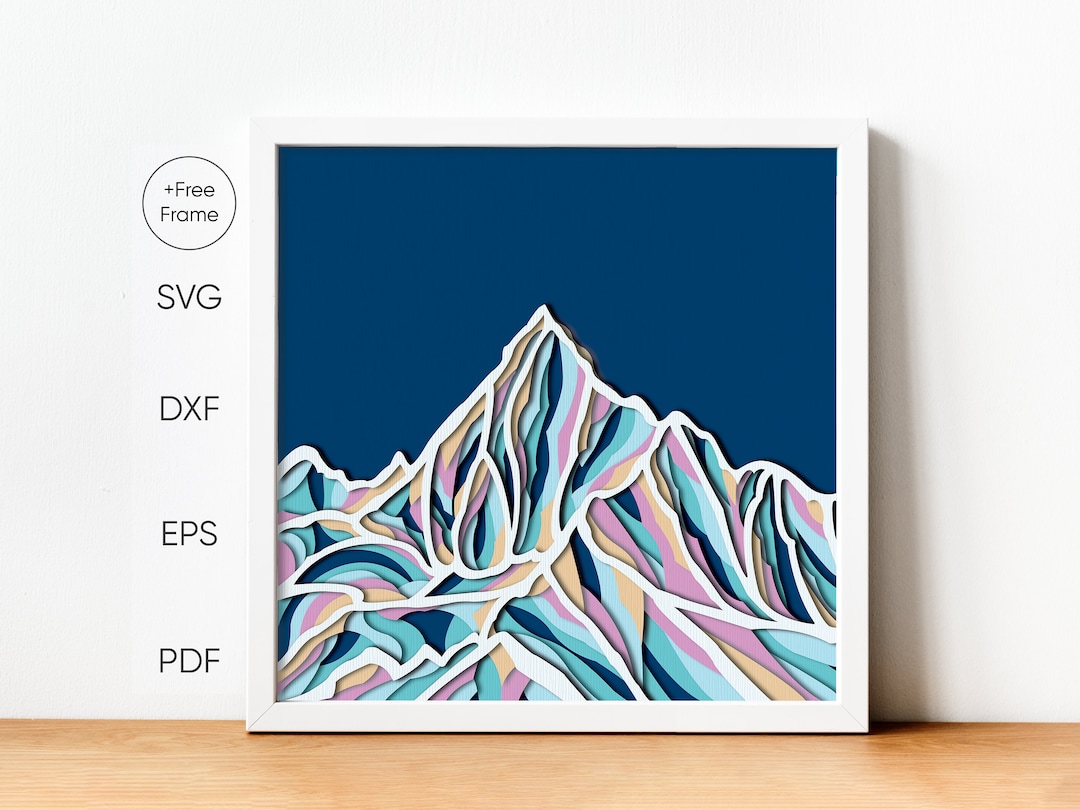 3D Meili Mountain Shadow Box SVG Template, Mountain Shadowbox, DIY ...