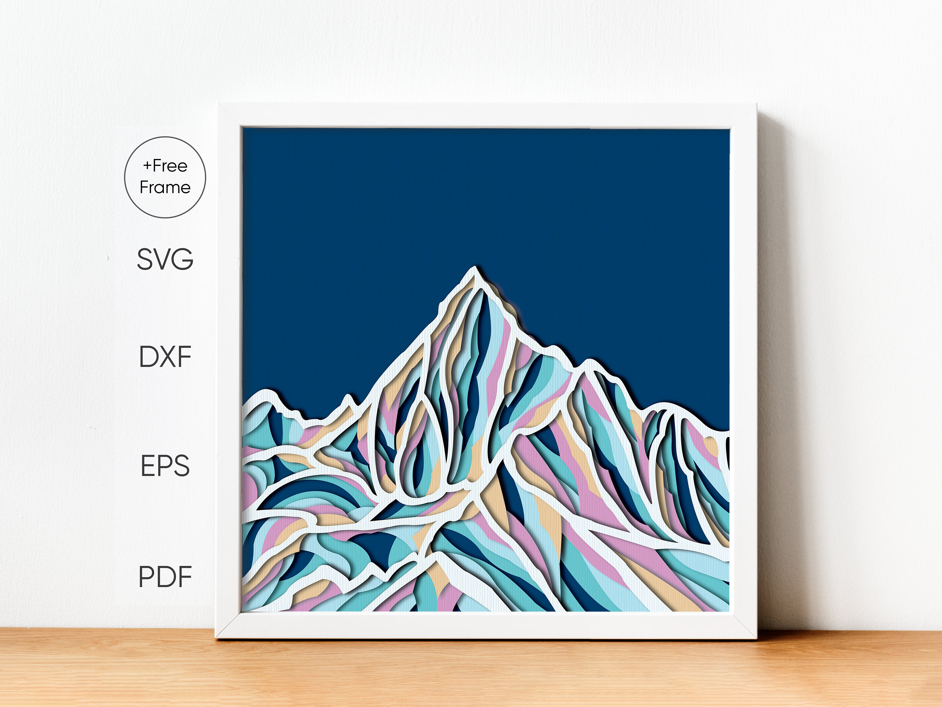 3D Meili Mountain Shadow Box SVG Template, Mountain Shadowbox, DIY ...