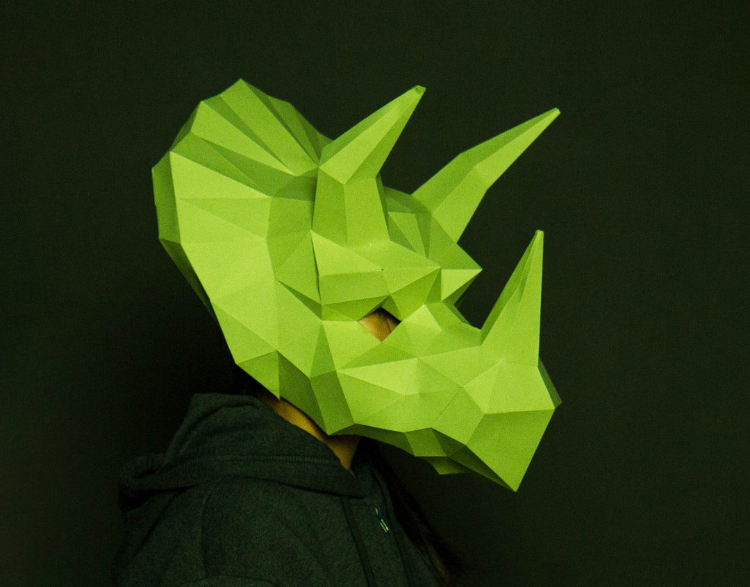 Triceratops Dinosaur Mask Digital Template, Dinosaur Mask Paper Craft ...