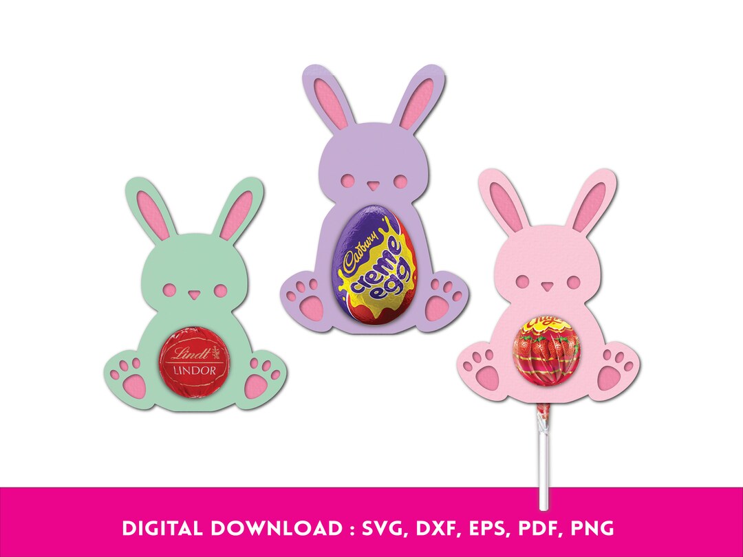 Bunny Lollipop Holder Svg, Easter Chocolate Holder Svg, Bunny Candy ...