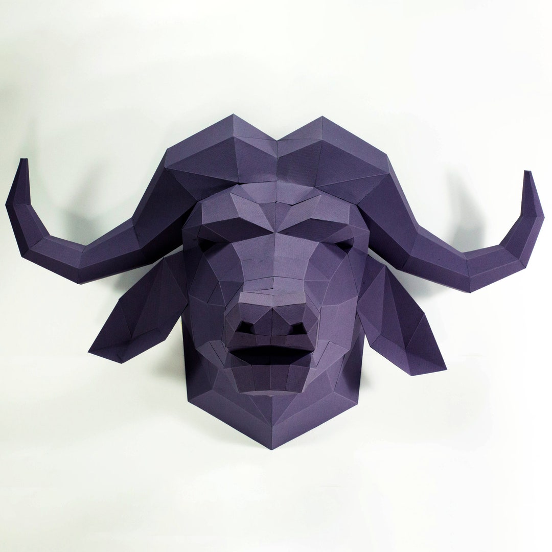 Buffalo Head Digital Template, Buffalo Head PDF Paper Craft, Buffalo ...