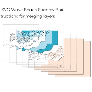 3D Ocean Waves Shadow Box, Beach Landscape Papercut (svg, Dxf, Pdf, Eps ...