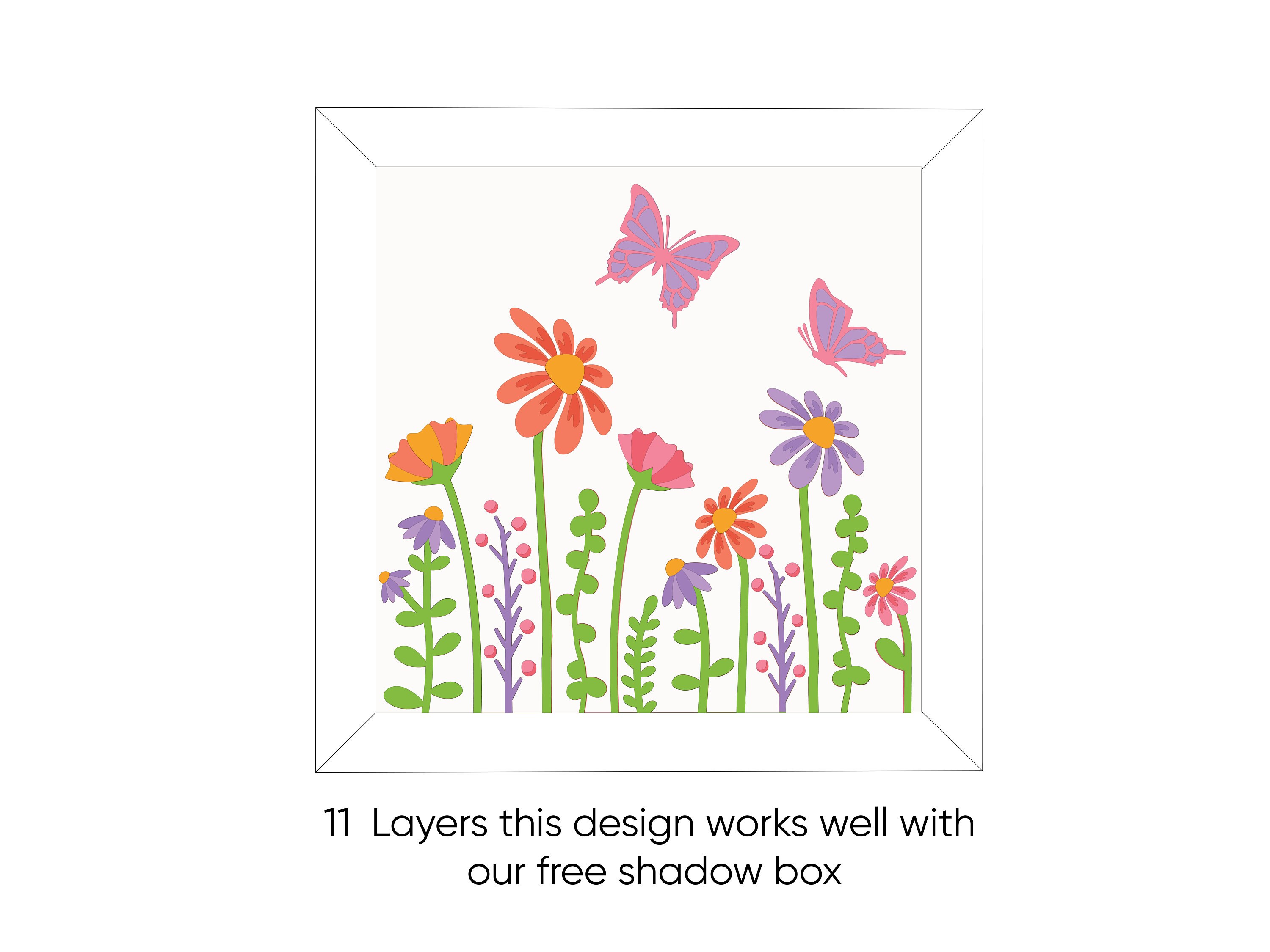 3D Boho Flowers and Butterfly Shadow Box, Spring Shadow Box Svg ...