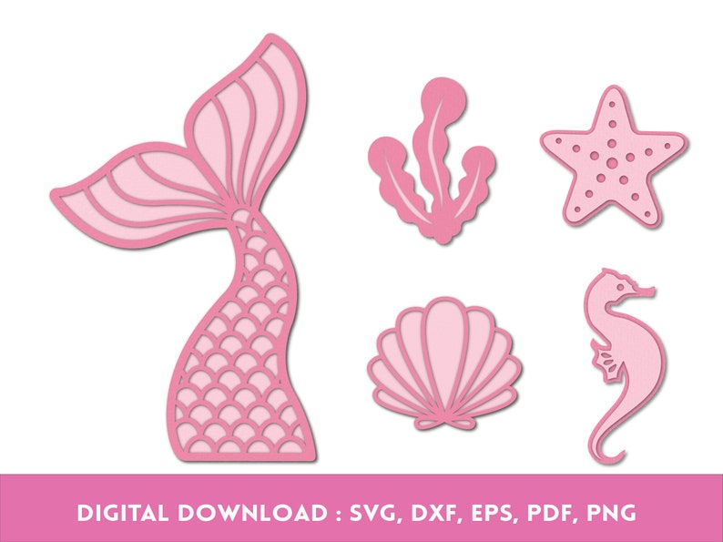 Mermaid Tail Svg Mermaid Seashell Starfish Png Mermaid - Etsy