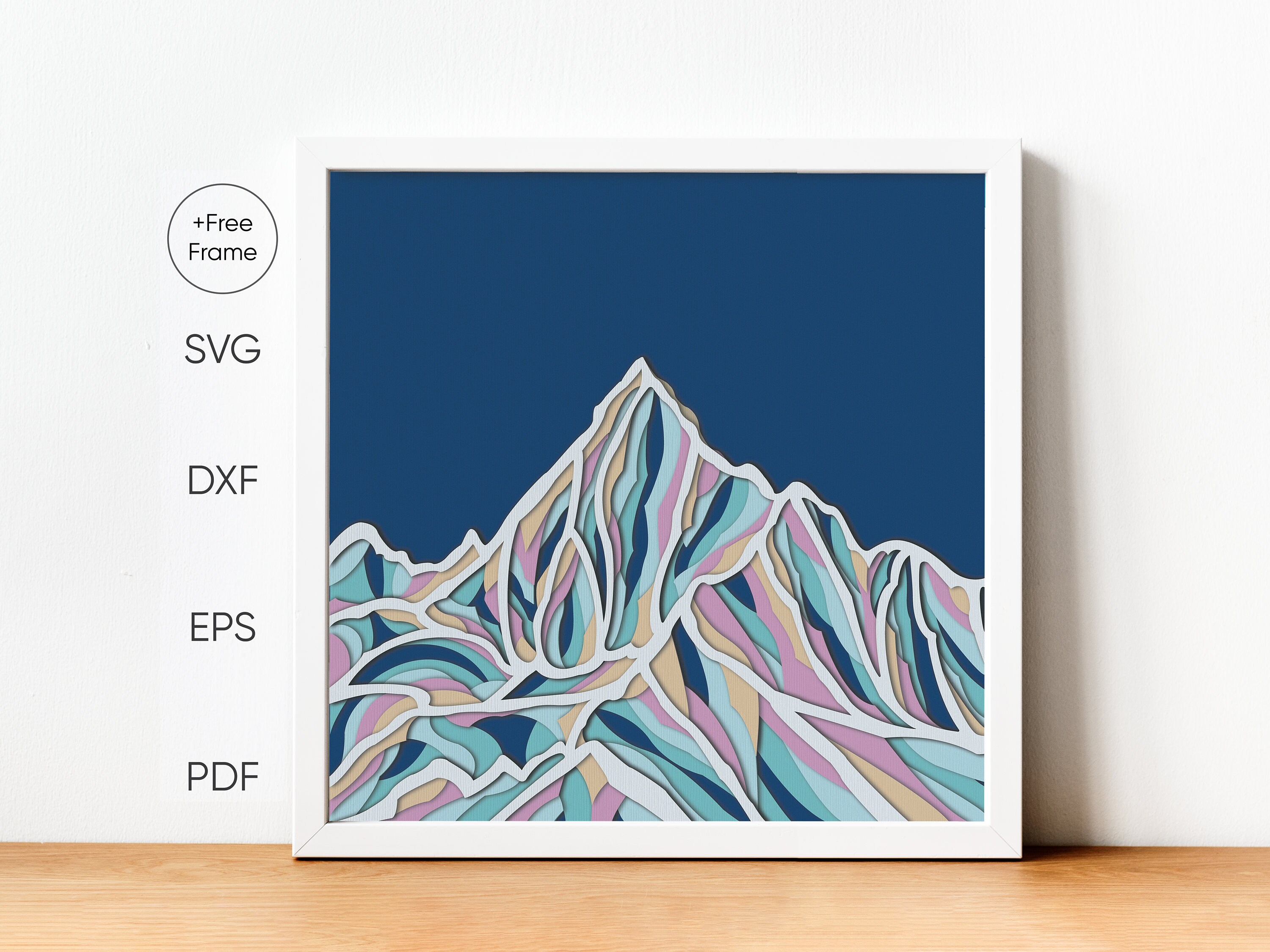 3D Meili Mountain Shadow Box SVG Template, Mountain Shadowbox, DIY ...