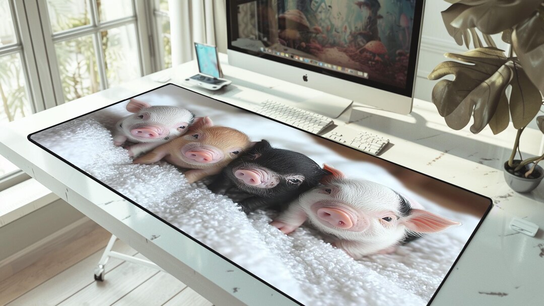 Snuggle Piglets Desk Mat Cozy Farm Animal Mousepad for Office, Gaming ...