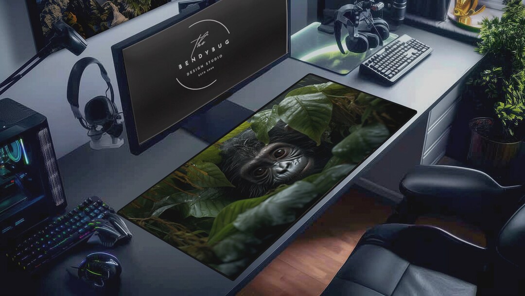 Baby Gorilla Desk Mat: Jungle Nursery Decor, Gamer Desk Pad - Etsy