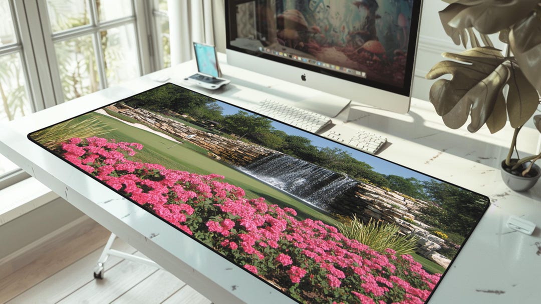 Golf Waterfall Landscape Desk Mat: Golf Lover Workspace Accessory - Etsy