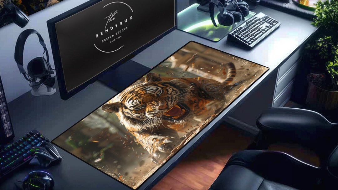 Tiger Desk Mat: Animal Gaming Mouse Pad, XL Mousepad - Etsy