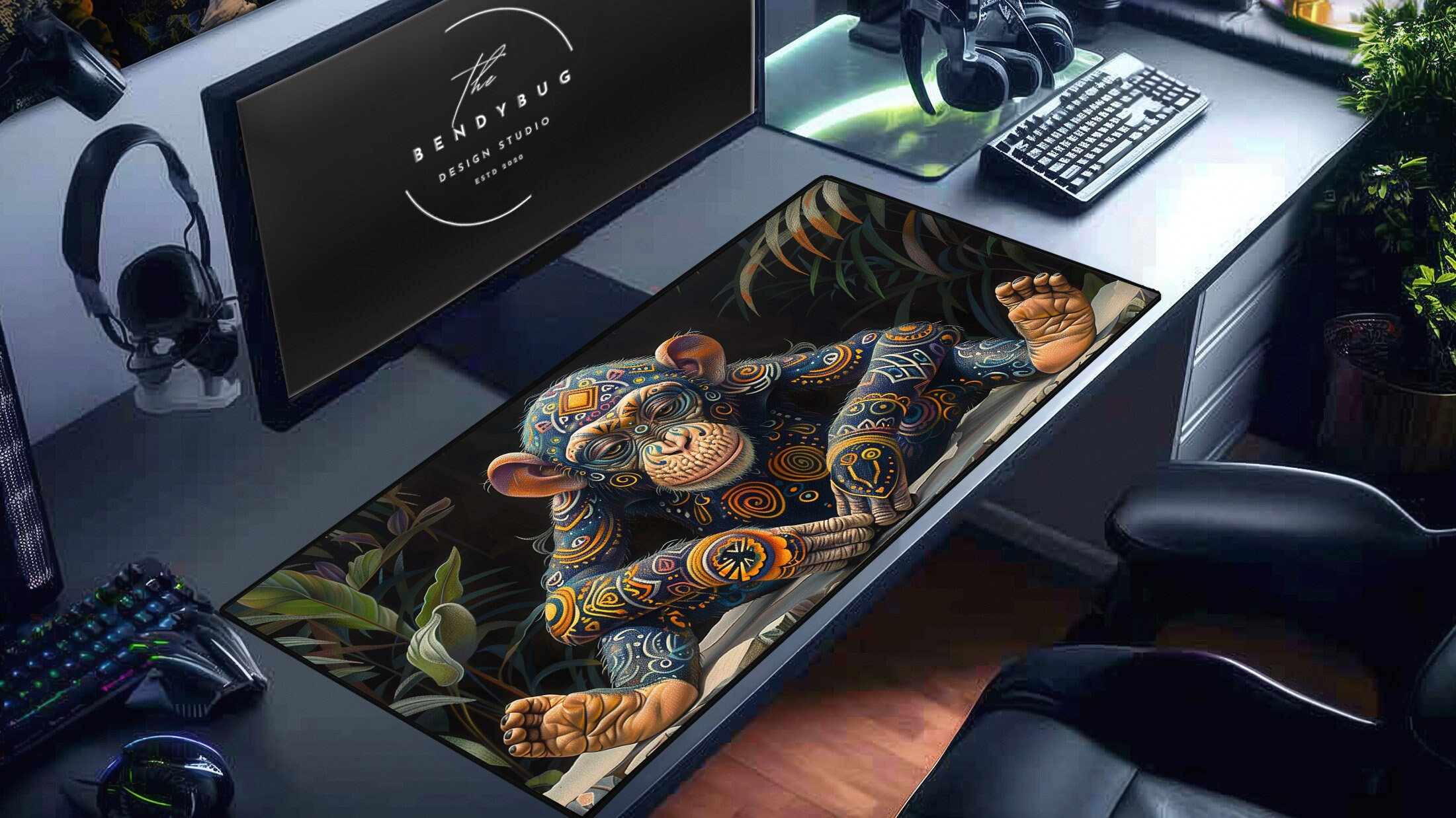 Quirky Room Decor, Monkey Desk Mat, Nature Desk Mat, XL Mouse Pad - Etsy