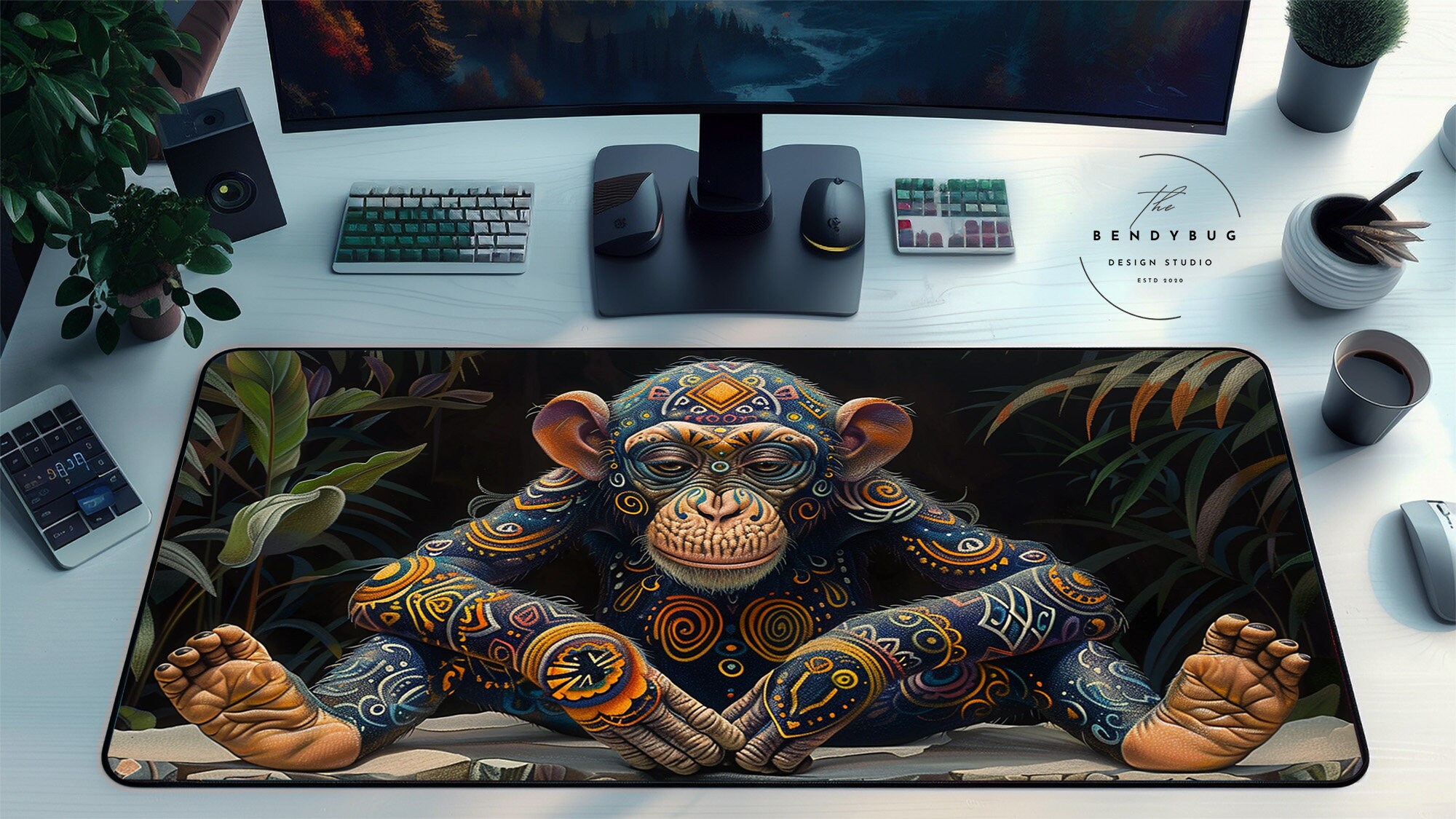 Quirky Room Decor, Monkey Desk Mat, Nature Desk Mat, XL Mouse Pad - Etsy