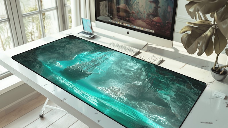 Pirate Ship Mouse Pad, Nautical Decor, Gaming Desk Mat, XL - Etsy