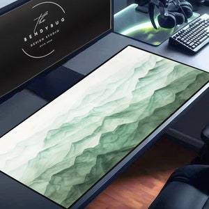 Green Landscape Desk Mat: Minimalist Office Decor, Gaming Mouse Pad - Etsy