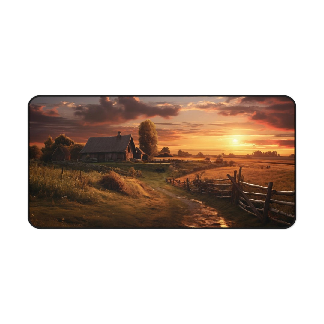 Cottagecore Desk Mat, Scenic Landscape Desk Mat, Countryside Desk Mat ...