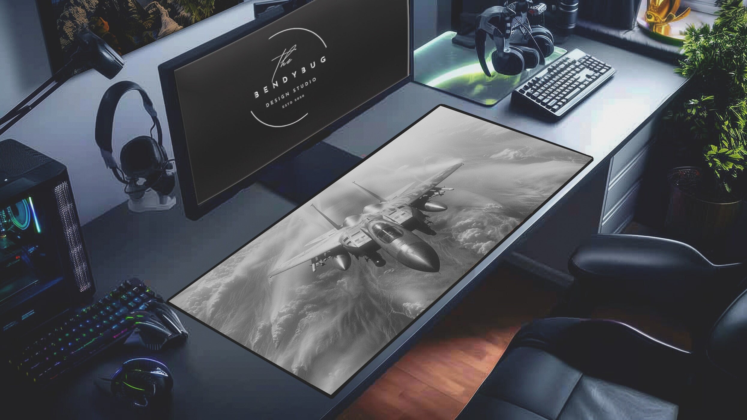Awesome Fighter Jet Desk Mat, Gaming Mouse Pad, XL Mouse Pad, Air Force ...