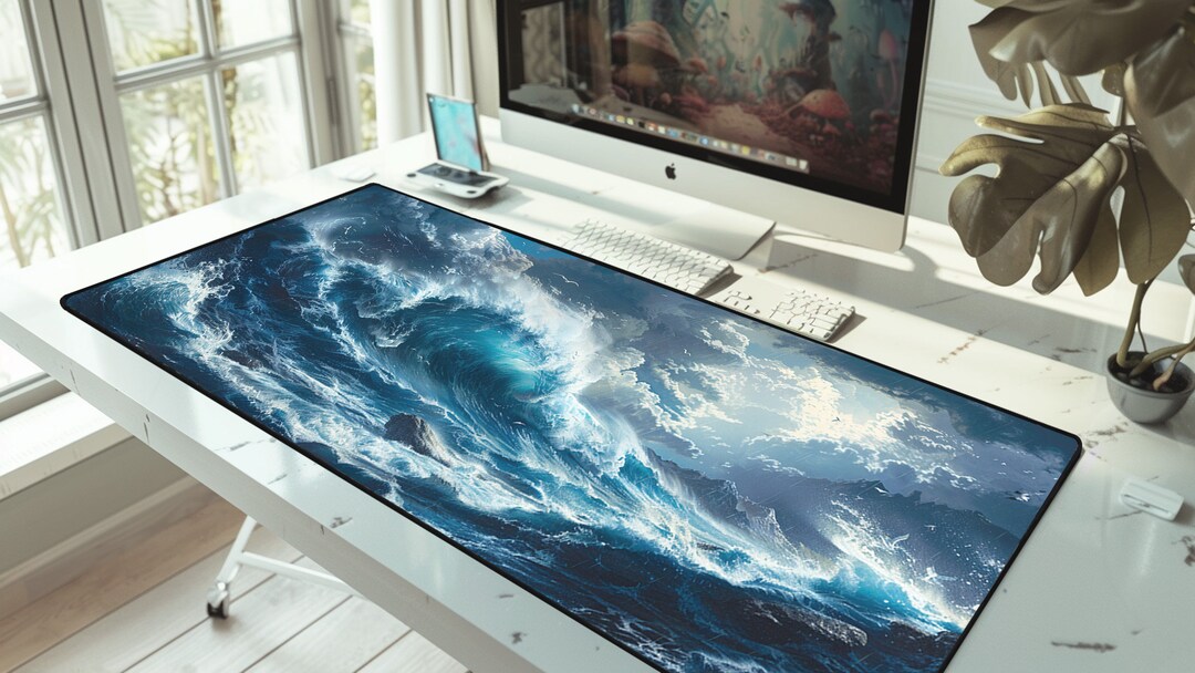 Blue Ocean Wave Desk Mat: Calming Nature Mousepad - Etsy
