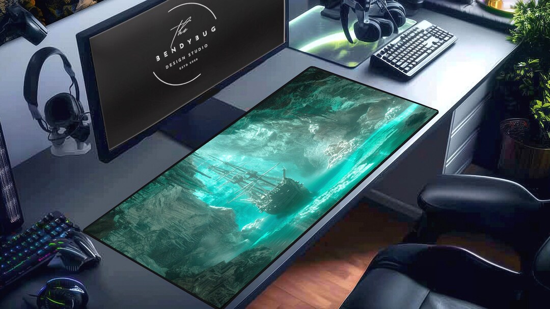 Pirate Ship Mouse Pad, Nautical Decor, Gaming Desk Mat, XL - Etsy