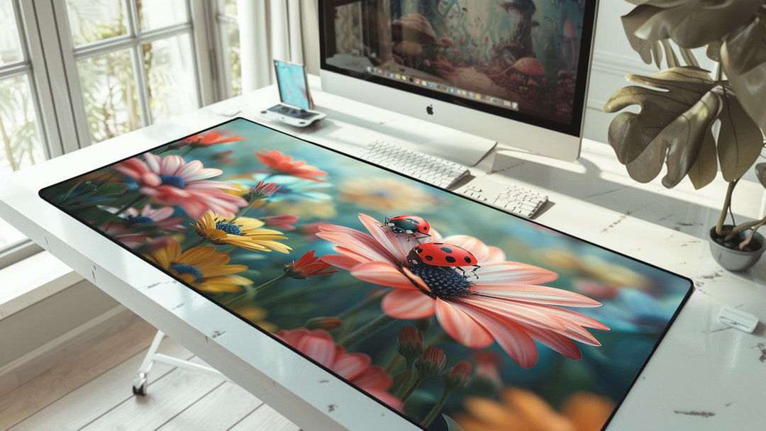 Ladybug Floral Desk Mat, Nature Inspired Mouse Pad - Etsy