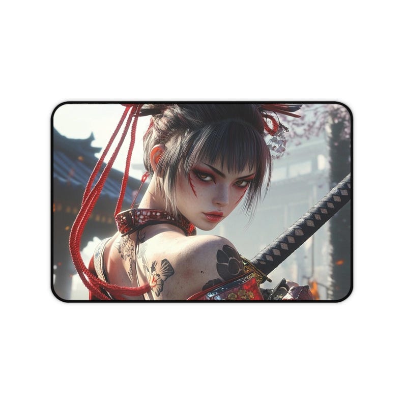 Samurai Waifu Desk Mat: Japanese Anime Gaming Mousepad - Etsy