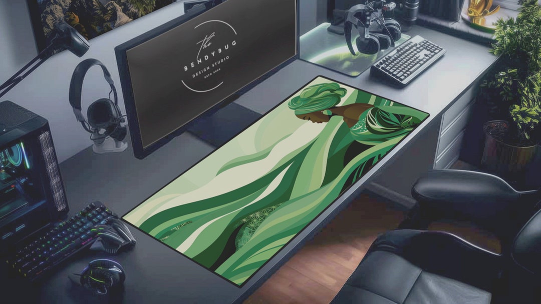 Inspiring Green Desk Mat, Black Women, Cubicle Decor, African Native ...