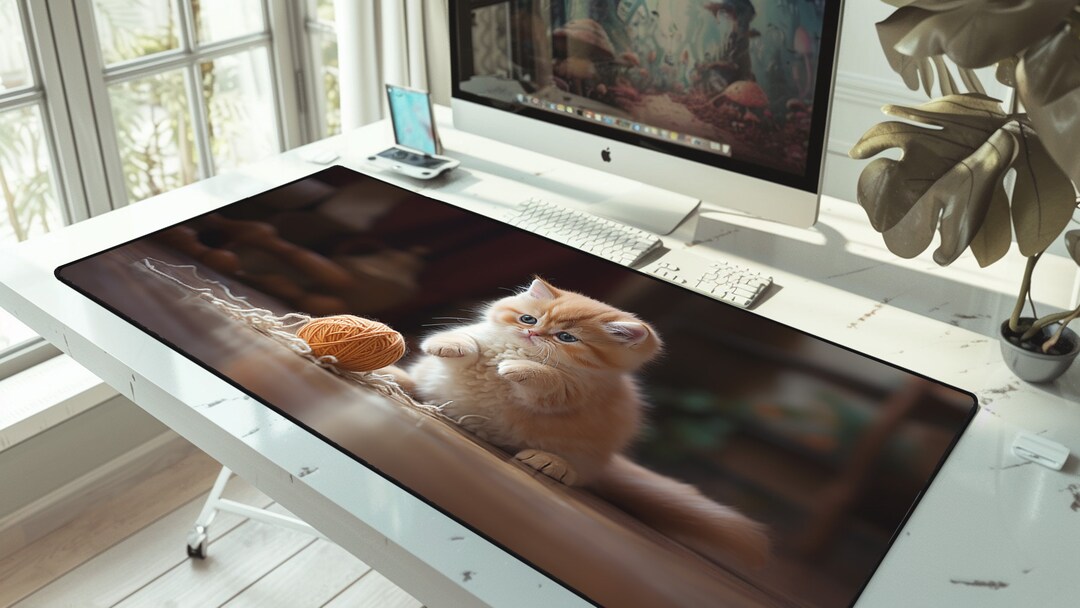 Adorable Cat Desk Mat, Cubicle Decor, XL Mouse Pad, Cute Desk Mat - Etsy