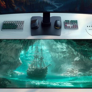 Pirate Ship Mouse Pad, Nautical Decor, Gaming Desk Mat, XL - Etsy