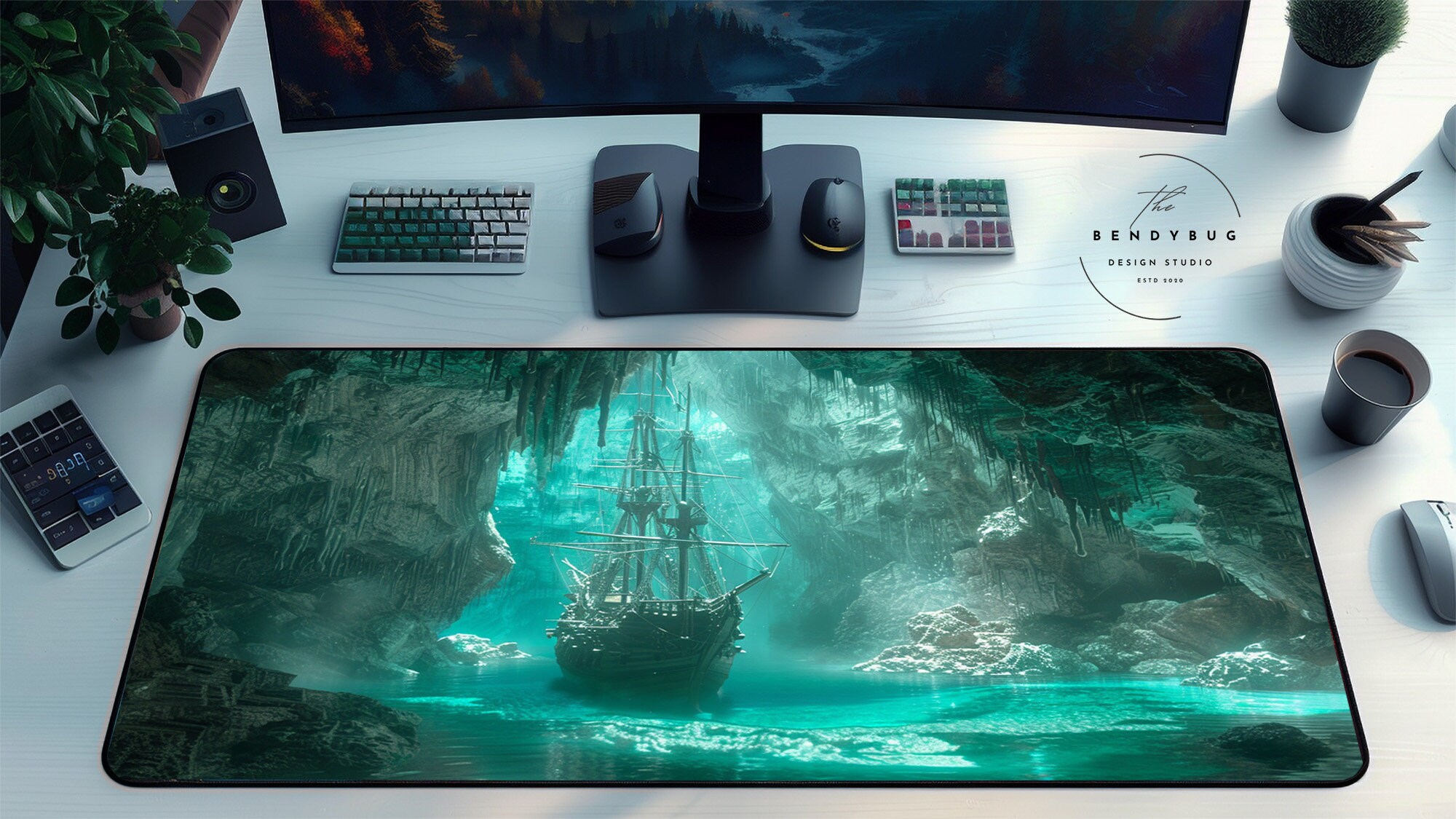 Pirate Ship Mouse Pad, Nautical Decor, Gaming Desk Mat, XL - Etsy