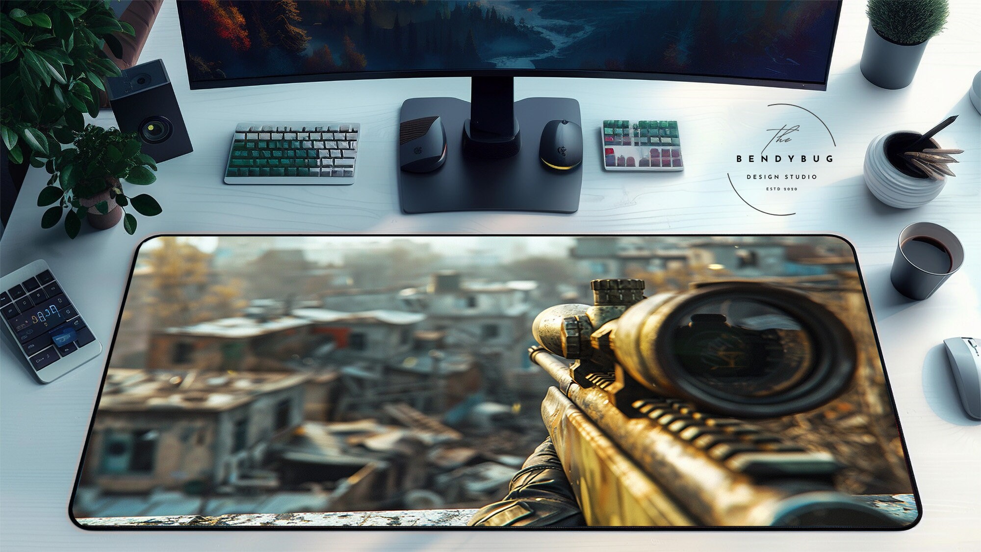 Sniper Gaming Desk Mat, XL Mouse Pad, Call of Duty Style Mouse Pad ...