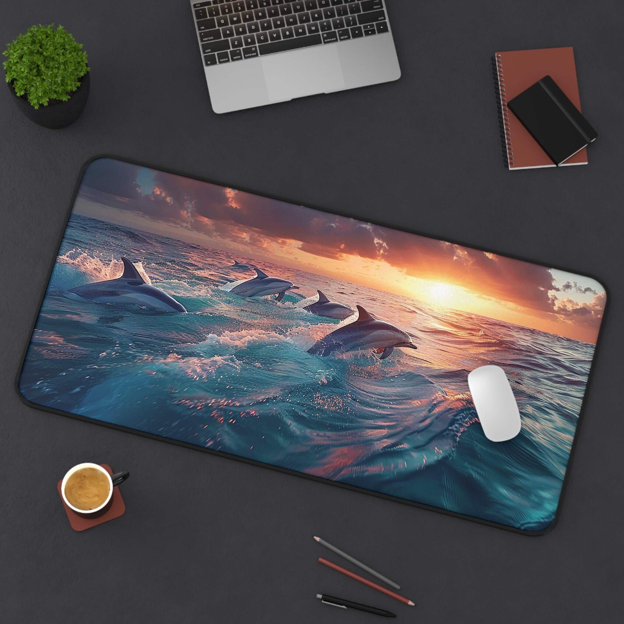 Colorful Dolphin, Desk Mat, Cute Mouse Pad, Ocean Decor, Animal Mouse ...