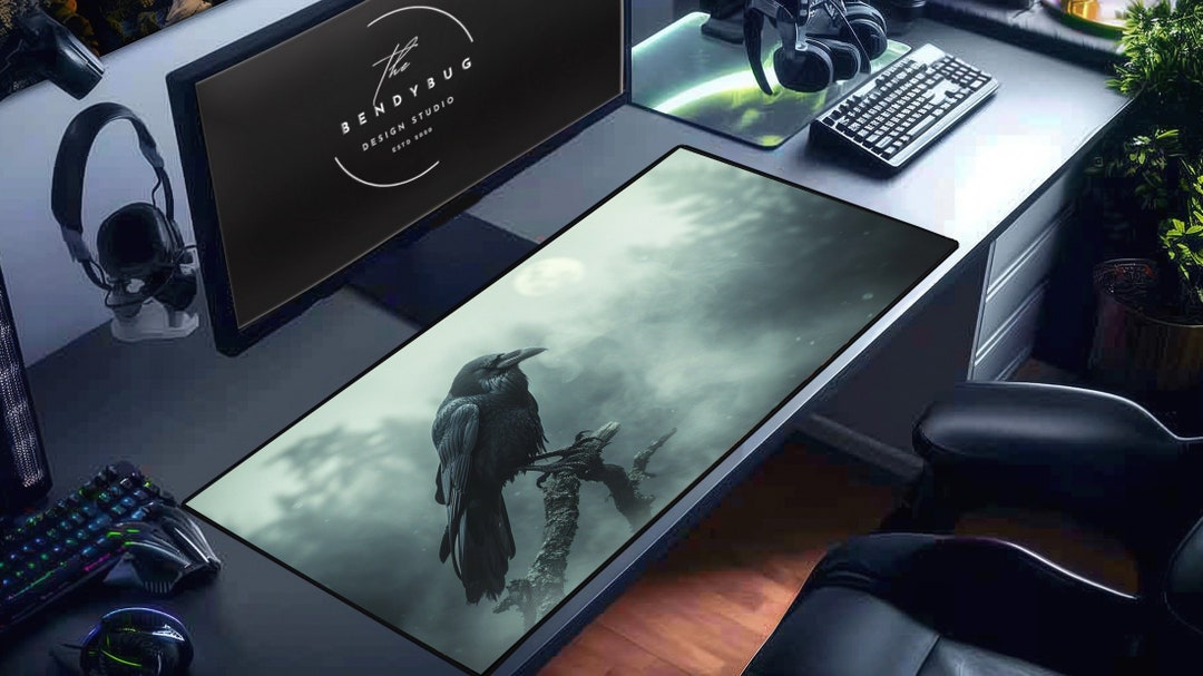 Crow Desk Mat: Gothic Witchy Mouse Pad, XL Gaming Decor - Etsy