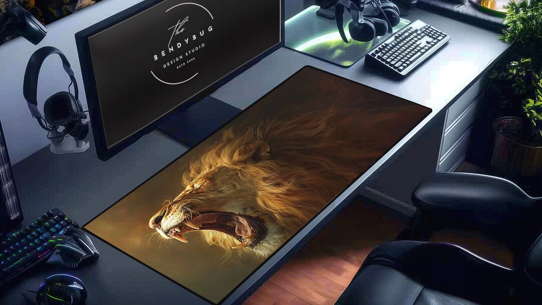 Roaring Lion Mouse Pad, Safari Animals Deck Mat, Cat Desk Mat, Africa ...